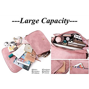 HANDAFA Convertible Satchel Handbag Woven Leopard Shoulder Hnadbag Crossbody With Gituar Strap For Women(Pink)