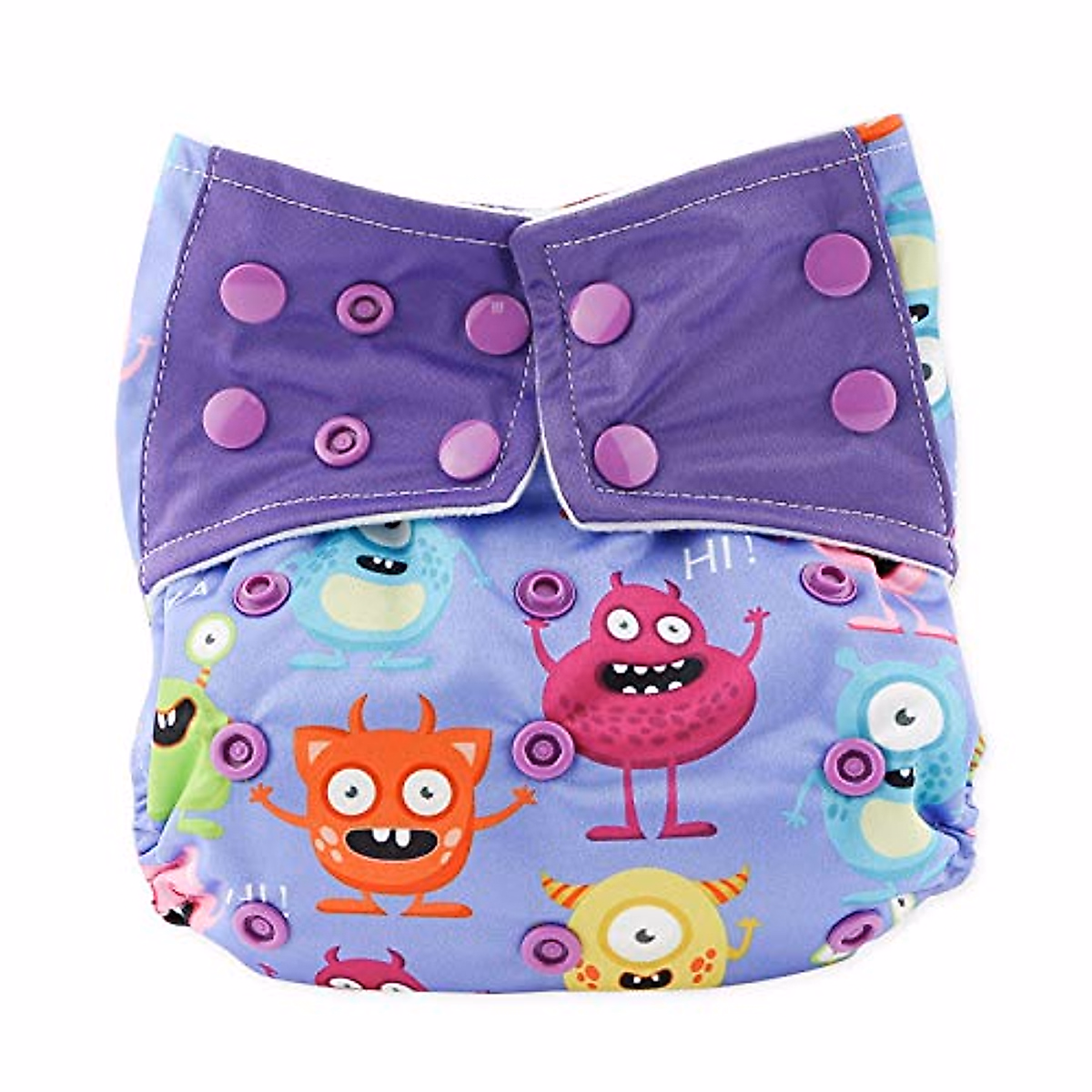 Hi Sprout One Size Adjustable Washable Reusable Pocket Cloth Diapers for Baby Girls and Boys (Monster)