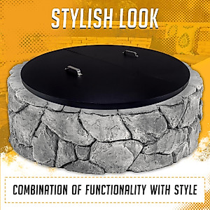 Simond Store Portable Fire Pit Cover Round, 42” inch Diameter Snuffer Lid Ring Steel, Fire Pit Pan Lid- 2 mm Thickness, with Handle