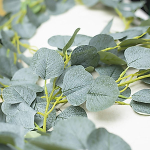 COOWAS 2 Pack Artificial Eucalyptus Leaves Garland Feet Fake Vine Leaves Greenery for Wedding Party Outdoor Garden Office Home Kitchen Bedroom Wall Decor