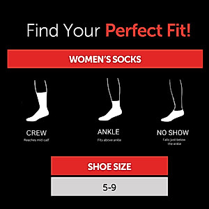 Hanes Originals Ultimate Women's, Ankle and No Show Socks, 6-Pack, Crew-Black White Stripe Assorted6 Pack, 5-9