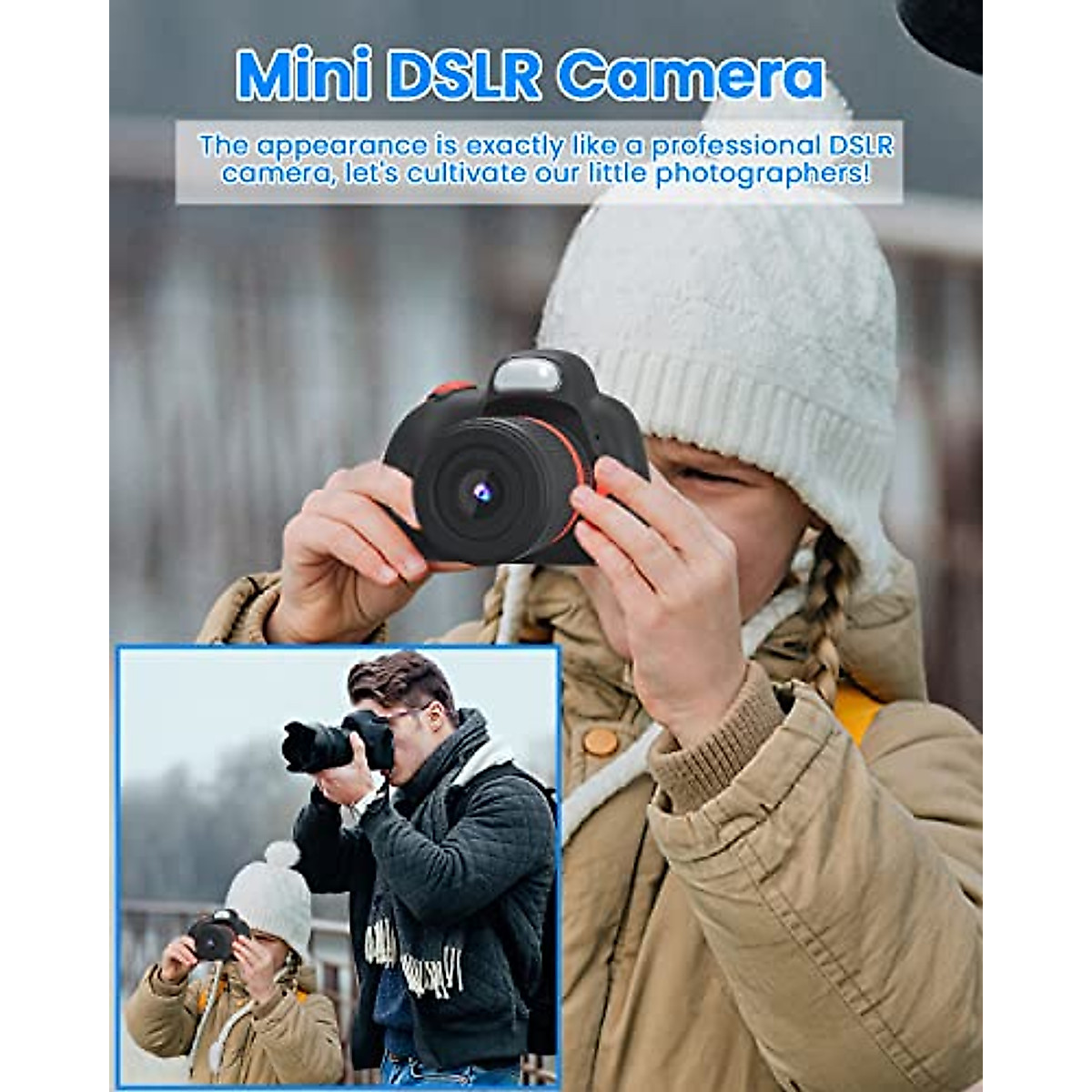 Wininmeta Kids Camera, Digital Video Camera for Kids, Birthday Gift for 3 4 5 6 7 8 9 Year Old Boys Girls, Toddler Children Photographic Toys with 32GB SD Card (Black)