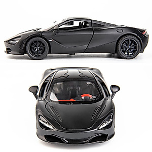 WAKAKAC 1/32 Diecast Car Model 720s Alloy Toy Car Pull Back with Light and Sound,Toy Vehicle for Girls Boys Adults Gift (Black)