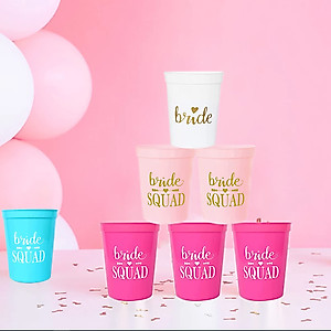 PartyGifts&beyond 13packs Bachelorette Party Cups Bride Squad Plastic Cups for Bridesmaid Gifts Bridal Shower Wedding Bachelorette Party Decorations(Pink)