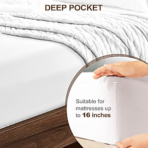 FreshCulture Twin Fitted Sheet - Hotel Quality - Ultra Soft & Breathable - Brushed Microfiber - Deep Pocket - Cooling Fitted Sheet for Twin Size Bed (White)