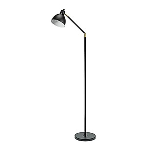 Catalina 20093-001 Modern Adjustable Metal Floor Lamp with Brass Accents, 54.5", Classic Black