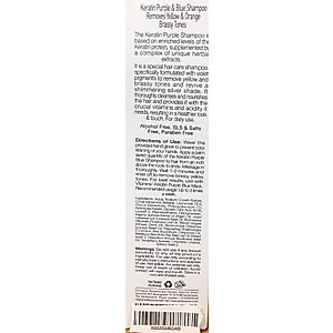 Vitamins Keratin Purple Toning Shampoo - Violet Blue Brassiness Toner for Bleached Icy Blonde Platinum Silver White Grey Ash Gray or Colored Dry Damaged Brassy Hair