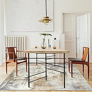 ReaLife Machine Washable Rug - Stain Resistant, Non-Shed - Eco-Friendly, Non-Slip, Family & Pet Friendly - Made from Premium Recycled Fibers - Abstract Modern - Beige, Gray, Ivory, 5' x 7'