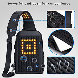 ZUK Sling Backpack for Men Waterproof Shoulder Crossbody Bag Chest Bag with USB Charging Port Small Sling Bag Fits 9.7 Inch Ipad