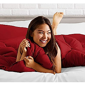 Soft Bed in Bag 1000 Series Egyptian Cotton 7 Piece 500 GSM Warm Comforter Set ( Comforter + Flat Sheet + Fitted Sheet 16" Deep + 4 Pillow Cases ) Bedding Set Oversized King Burgundy