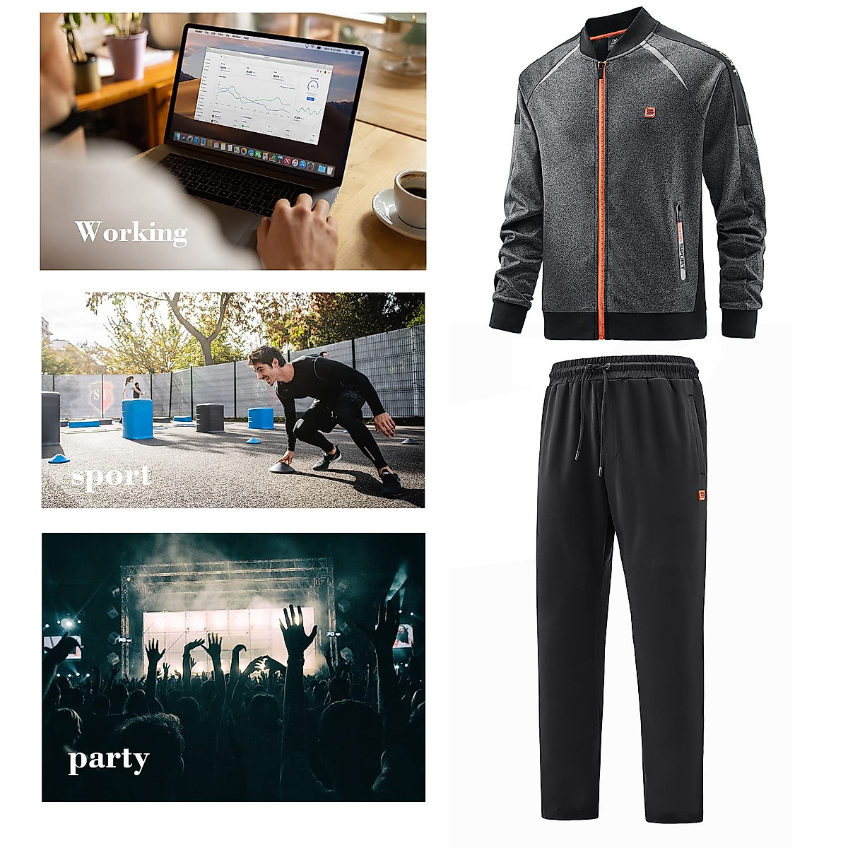 W JIANWANG Track Suits for Men Set Tracksuits Jogging Outfits Casual Sweatsuits 2 Piece Sports Running Joggers Active Jacket and Pants JW-143-XXL