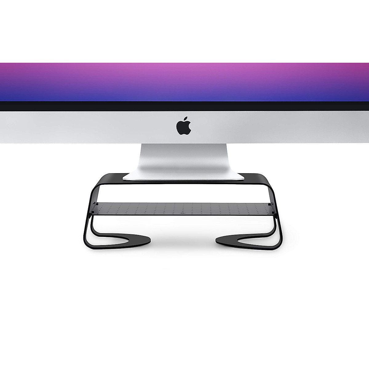 Twelve South Curve Riser Monitor Stand | Ergonomic Desktop Stand with Storage Shelf for iMac and Displays, Matte Black