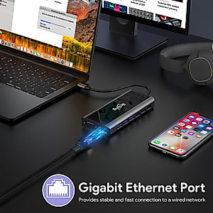 ikling USB C Hub, 15-in-1 USB C Docking Station to HDMI, VGA, Wireless Charger, Gigabit Ethernet, 3 USB 3.0, SD/TF Card Reader, USB C to 3.5mm