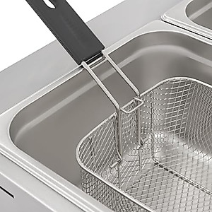 PANEKOLO 10L Commercial Deep Fryer with 2 Baskets and Lid, Countertop Commercial Dual Tank Kitchen Fat Fryer