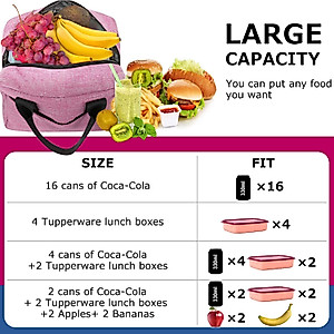 Lunch Bag for Men & Women Insulated Lunch Bags Large Box for Work Adult Reusable Lunch boxes Cooler Tote (Pink)