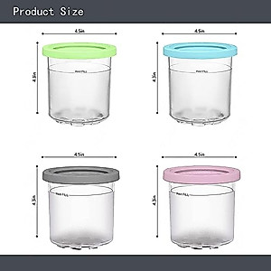 2/4/6PCS Creami Containers , for Creami Ninja Ice Cream Pint Containers ,16 OZ Pint Ice Cream Containers With Lids Airtight,Reusable Compatible NC301 NC300 NC299AMZ Series Ice Cream Maker ,Gray-4PCS