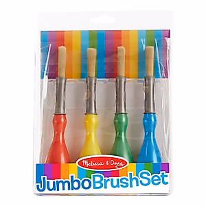 Melissa & Doug Jumbo Brush Set - 4-Pack, Paintbrushes in Red, Blue, Green, Yellow