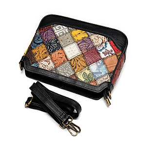 Leather Cute Crossbody Bags for Women Coloful Floral Patchwork Unique Shoulder Purse and Handbags Medium