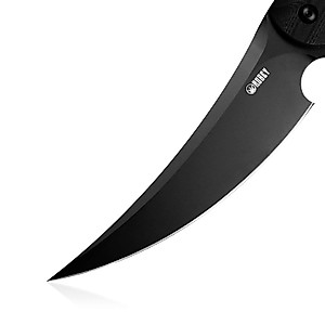 KUBEY Scimitar KU231 10.4in Fxied Blade Hunting Knives with 5.4in Trailing Point D2 Blade and G-10 Handle for Outdoor Survival Camping and Bushcraft, w/Kydex Sheath (Coating)
