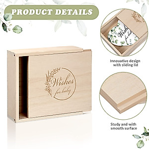 50 Pieces Botanical Baby Shower Wish Cards 1 Pack Baby Shower Keepsake Box Wooden Newborn Baby Box Organizer Best Wishes Baby Prediction Cards Baby Wish Cards for Baby Cards for Baby Shower Favors