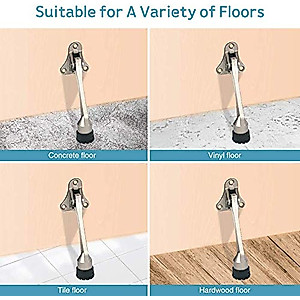 CG PLUS Door Stopper, Kick Down Door Stops for Heavy Doors, with Rubber Tip and Spring Lever, Adjustable, Easy to Set Down and Release, 4-Inch, for Wide Doors (4inch x 2pack, Black)