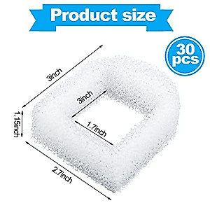 30 Pieces Pet Fountain Filter Foam Replacement Filter Foam Pre-Filter Drinking Water Sponge Filter Compatible with Drinkwell Ceramic and 360 Stainless Steel Pet Dog Cat Fountains
