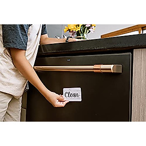 Black and White Wood Clean Dirty Dishwasher Magnet, Reversible Dish Washer Sign, Double Sided Strong Kitchen Flip Indicator, Bonus Universal Magnetic Plate, Neutral Rustic White and Black Magnet
