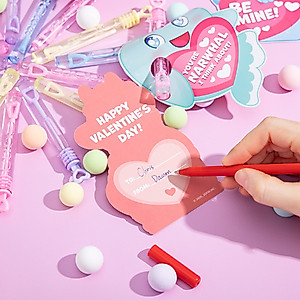 JOYIN 36 Packs Valentine's Day Gift Cards with Mini Bubble Maker Wands for for Kids Valentine Party Favor Toys, Valentine's Classroom Exchange, Game Prizes