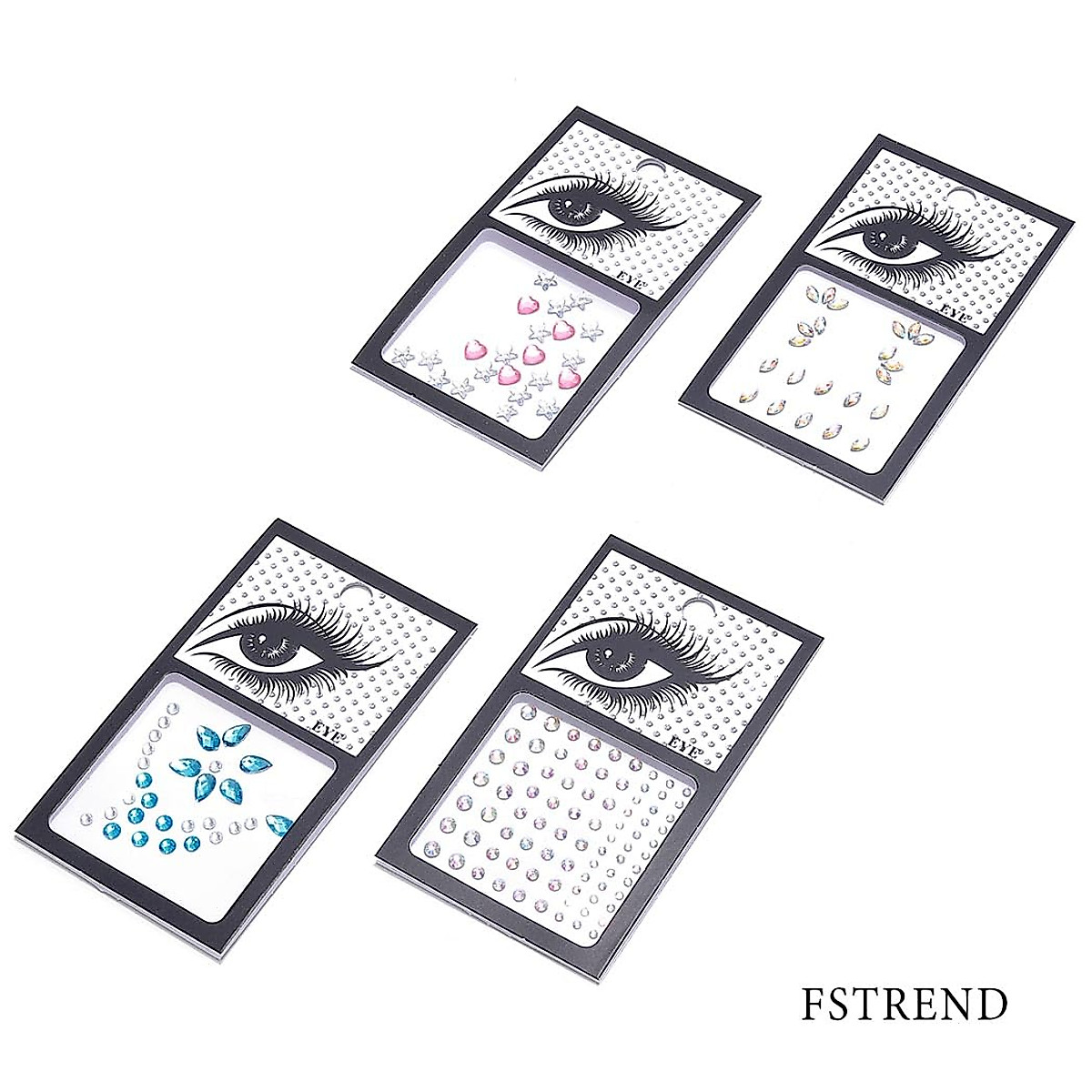 Fstrend Glitter Rhinestones Face Gems Mermaid Body Stickers Crystals Face Jewels Tattoo Sticker Clubwear Party Rave Festival Body Jewelry for Women and Girls(4 Pcs)