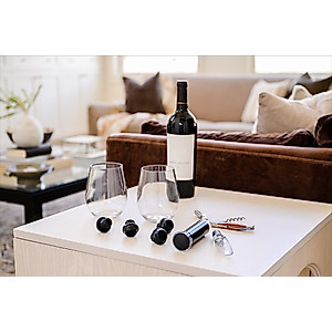 LEXABEL Wine Set - Unbreakable Tritan Wine Glasses Set of 2 with Bottle Opener, Aerator, Preserver & Stoppers - Perfect Accessories for Wine Lovers, Christmas & Halloween Wedding Gift (for Red Wine)