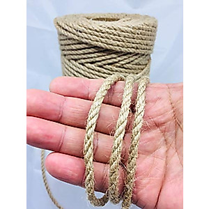 100 Feet 5mm Jute Twine, Heavy Duty Jute Rope, Natural Hemp Rope for DIY Arts Crafts, Gardening, Bundling，Home Decorating, Cat Scratching Post