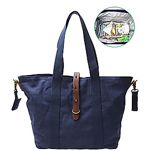 Diaper Tote Bag Mom Shoulder Bag Baby Canvas Nappy Bag For Boys And Girls M02 (blue)