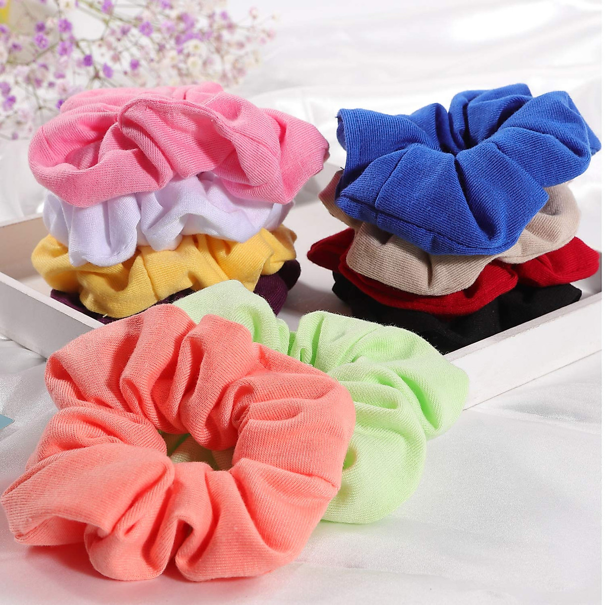 Hair Scrunchies Cotton Elastic Hair Band 15 Pcs Scrunchies for Hair Accessories for Women or Girls