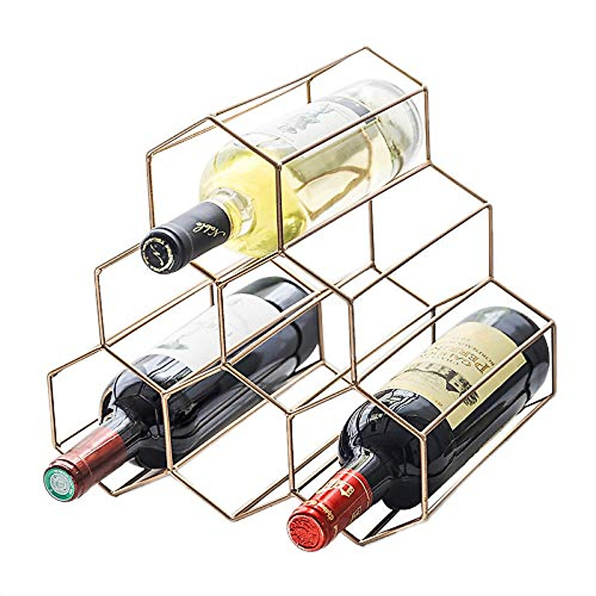PENGKE Wine Rack Freestanding Wine Holder,6 Bottles Countertop Free-Stand Wine Storage Protector for Red White Wine