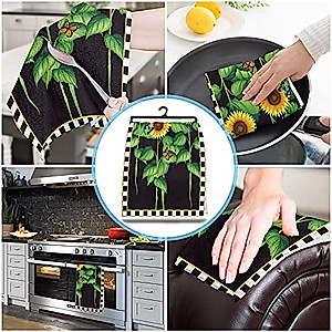 Big buy store Kitchen Towels Sunflower Butterfly Dish Towels and Dishcloths Sets Decorative Tea Towel Buffalo Check Absorbent Hand Towels for Kitchen Drying Bathroom Decor Gift 18x28 Inch