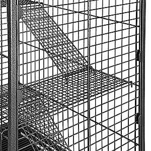 SUPER DEAL 37.2 Inches Metal Ferret Cage Chinchilla 4 Tiers Small Animal Cage with 3 Ladders/ 2 Front Doors/Food Bowl/Water Bottle/Slide Out Trays/Swivel Casters,Black