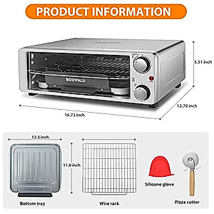 2-in-1 Baker Countertop Doorless Pizza Oven Toaster Combo Stand-up Oven Spacestar Multi Functions Fits 10” pizza, 4 Slices of Bread, 1200W,12L, Stainless Steel