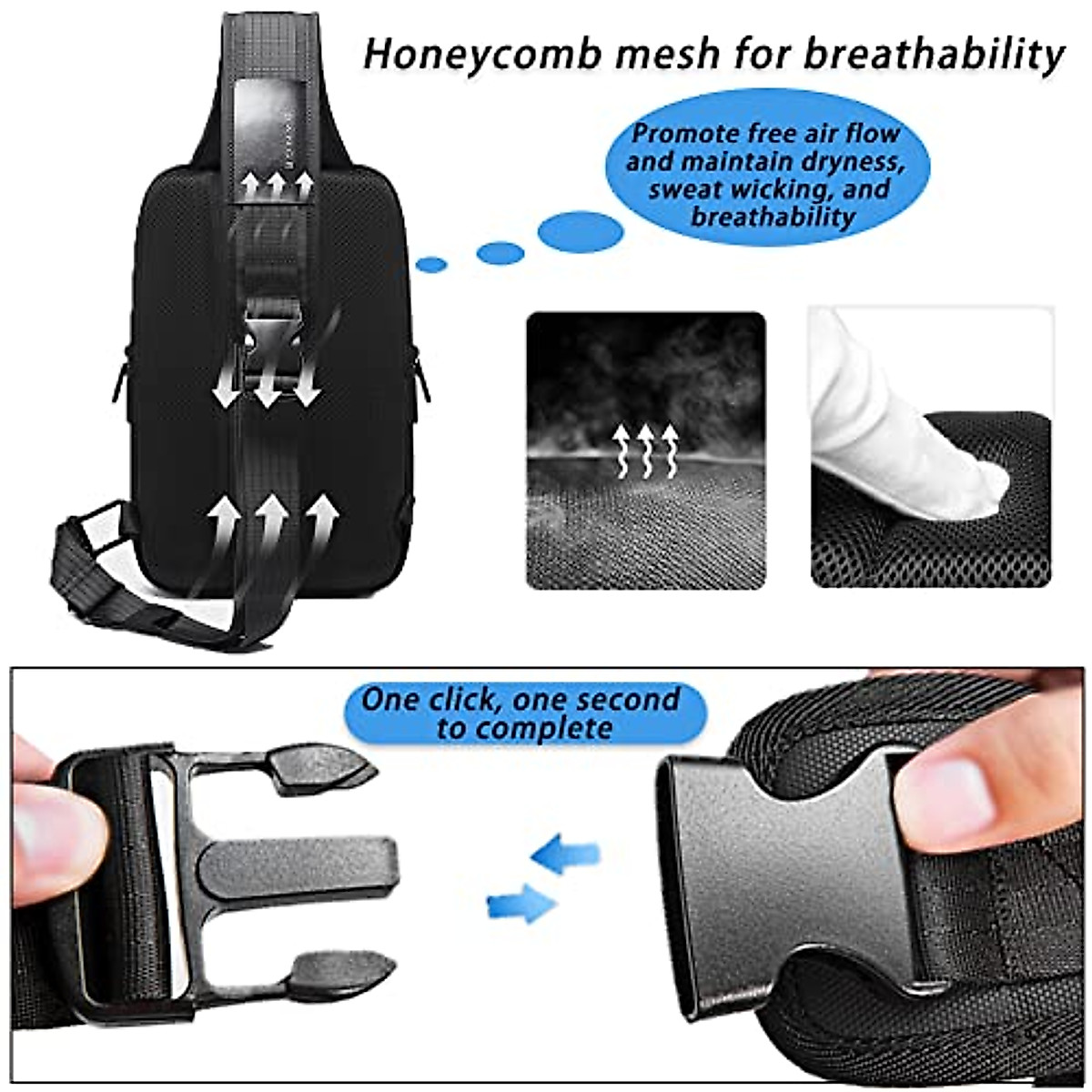 Uaskmeyt Anti Theft Sling Bag Sling Backpack with TSA Lock, Shoulder Bag Crossbody Backpack with USB Charging Port, Water Resistant Over Shoulder Chest Casual Daypacks (Gray)