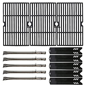 Hisencn 16 1/4 In Grill Grates Burner Tube and Heat Plate for DGF510SBP, BY15-101-001-02, GBC1461W, GBC1462W-C, GBC1555W-C, GBC1562W-C, BH13-101-099-01, BH15-101-099-02, GBC1362W, GBC1562W, BH14-101-0