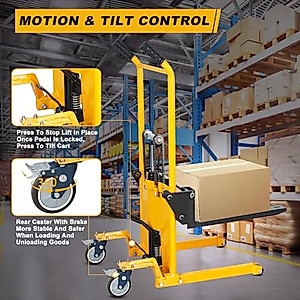 VisHomeYard Pallet Truck Trolley, Lift Table, 440 lbs 35.4“ Max Lift with 8” Wheels, Swivel Casters, Hand Forklift
