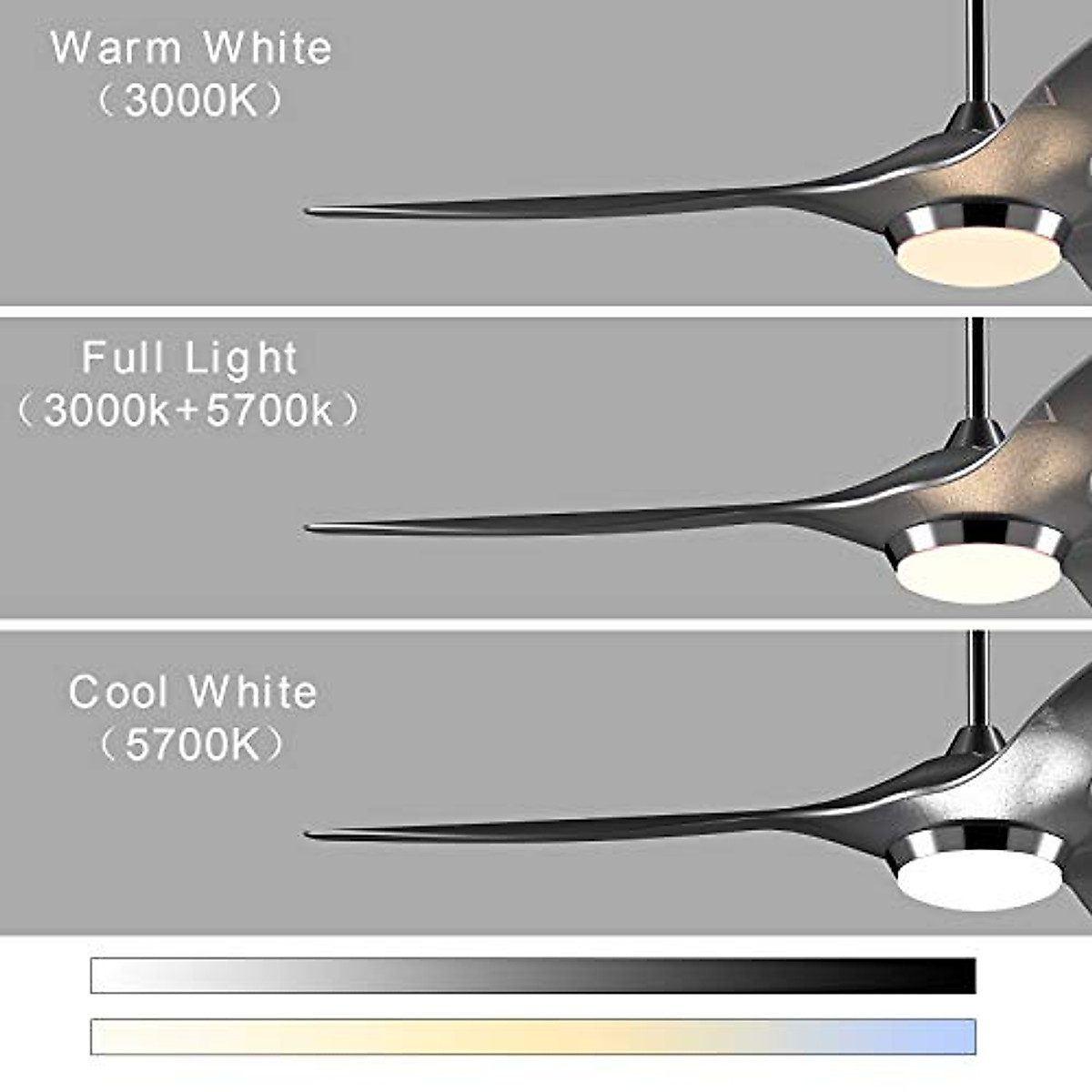 reiga 52-in Silver Ceiling Fan with Dimmable LED Light Kit Remote Control Modern Blades Reversible DC Motor, 6-speed, Timer