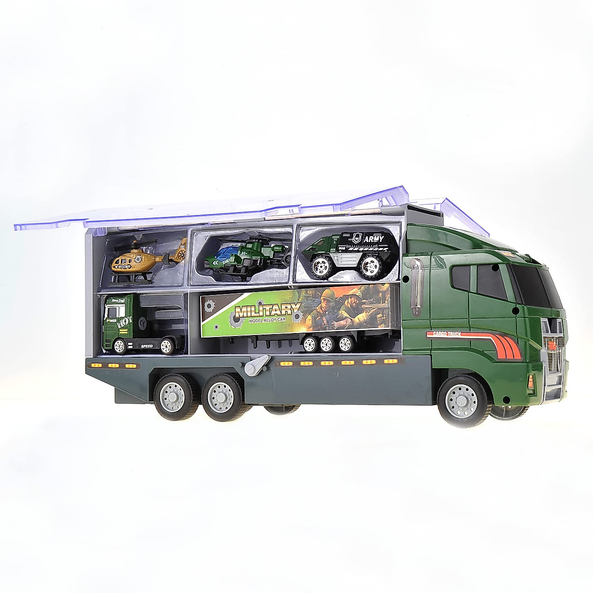 PowerTRC Army Toys for Boys 6-8 8-12, Die-Cast Army Military Vehicles Toys, Diecast Army Trucks and Cars with Carrier Truck, Kids Army Toys, Military Trucks for Boys