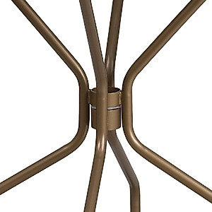 Flash Furniture Oia Commercial Grade 35.25" Round Gold Indoor-Outdoor Steel Patio Table with Umbrella Hole