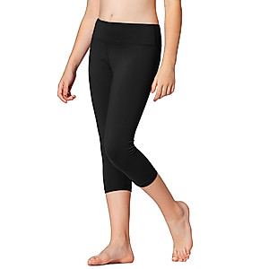 Stelle Girls Active Capri Legging Yoga Pants for Workout Sport Running (2 Piece Black, S), Little Kid