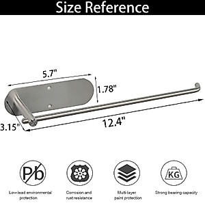 TocTen Paper Towel Holder Under Cabinet, Strong Self Adhesive Paper Towel Bar, No Drilling Paper Towels Bulk Easy to Install, 304 Stainless Steel Paper Towel Rack for Kitchen (Brushed Nickel,12 in)