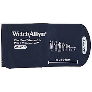Welch Allyn REUSE-11-2MQ FlexiPort Reusable Blood Pressure Cuffs with Two-Tube Locking-Type Connectors, Adult, Size 11