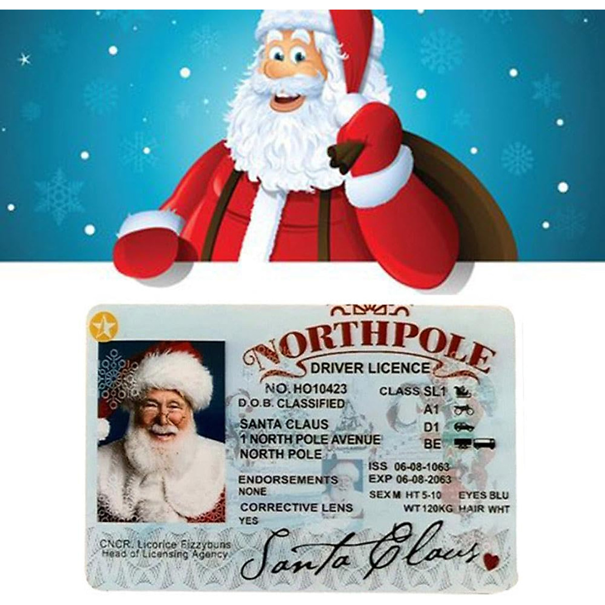 Santa Claus Lost Drivers License Christmas Decorations,Novelty Santa Sleigh Flying License ID Card,Flight License Christmas Eve Key Box Gift Xmas Tree Ornament Decorative Hanging Ornaments