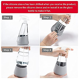 MOSURS Empty Clear Glass Spray Bottles with Silicone Sleeve Protection, Refillable 16 oz Containers for Cleaning Solutions, Essential Oils and Misting Plants with Adjustable Nozzle-3PCS (3, 16 oz)