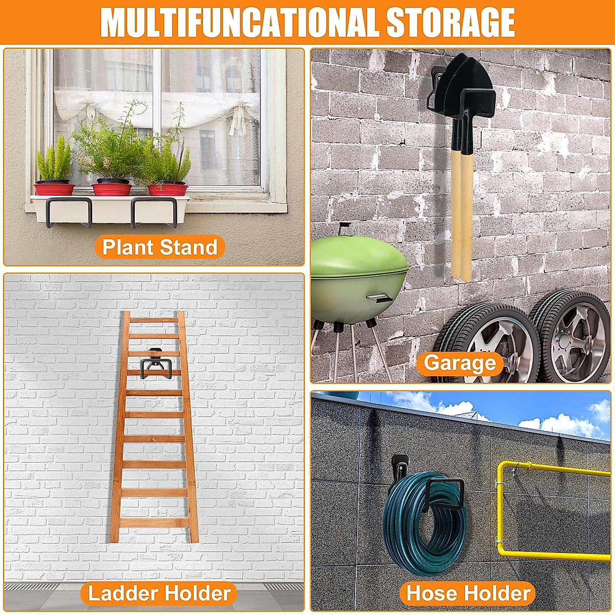 Zitalupy Garden Hose Holder, Heavy Duty Garden Hose Reel Wall Mount Water Hose Holder for Outdoor, Outside Yard & Garden, Garden Hose Storage for Water Hose, Extension Cords