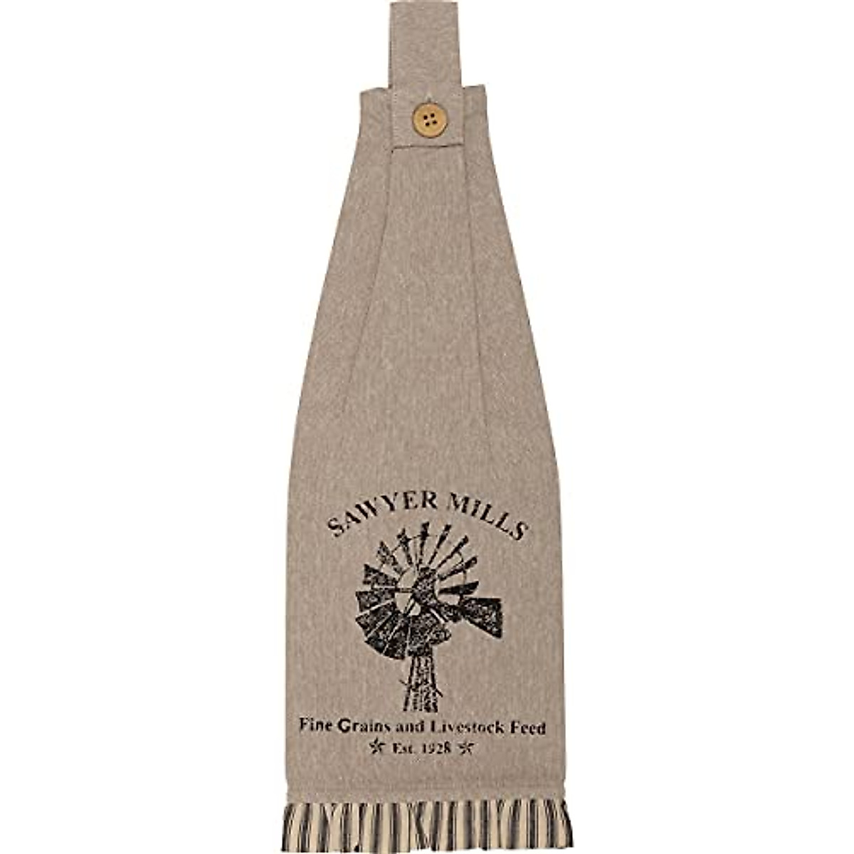 VHC Brands Sawyer Mill Charcoal Kitchen Hand Towel Set Vintage Windmill Cotton Muslin Tea Towels